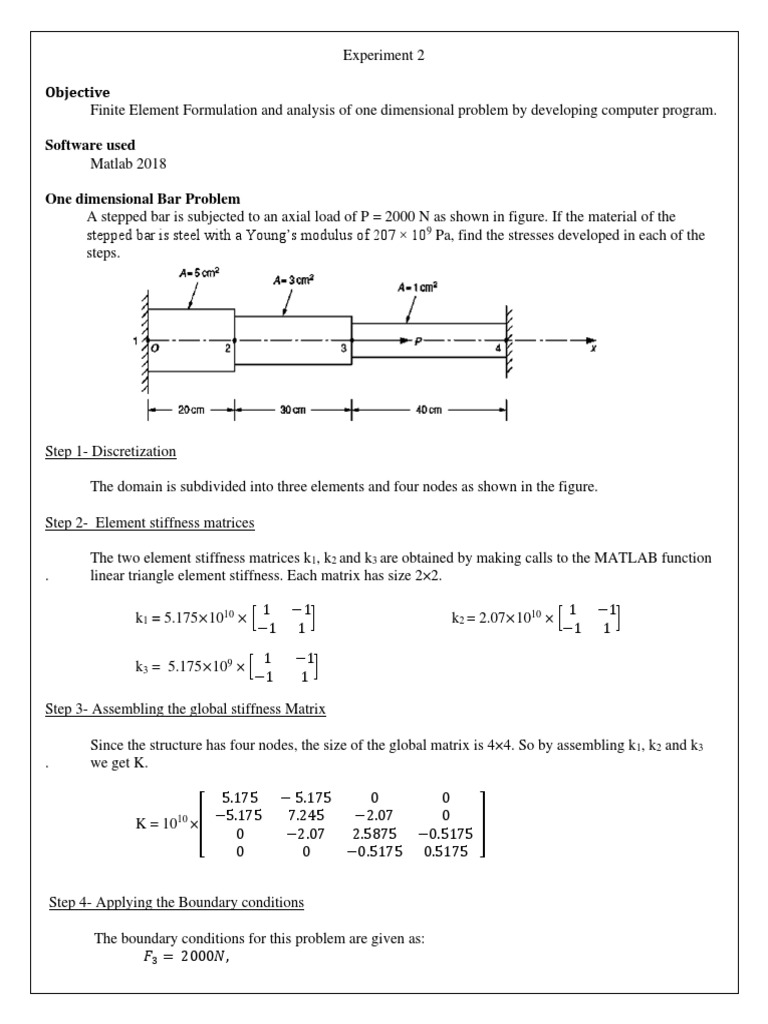 1D Problem Solve Using FEM | PDF | Finite Element Method | Stiffness