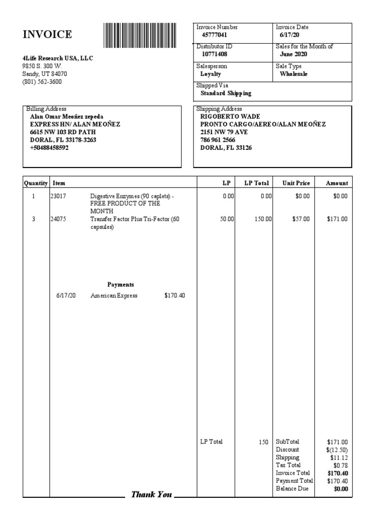 Invoice: Thank You | PDF | Services (Economics) | Taxes