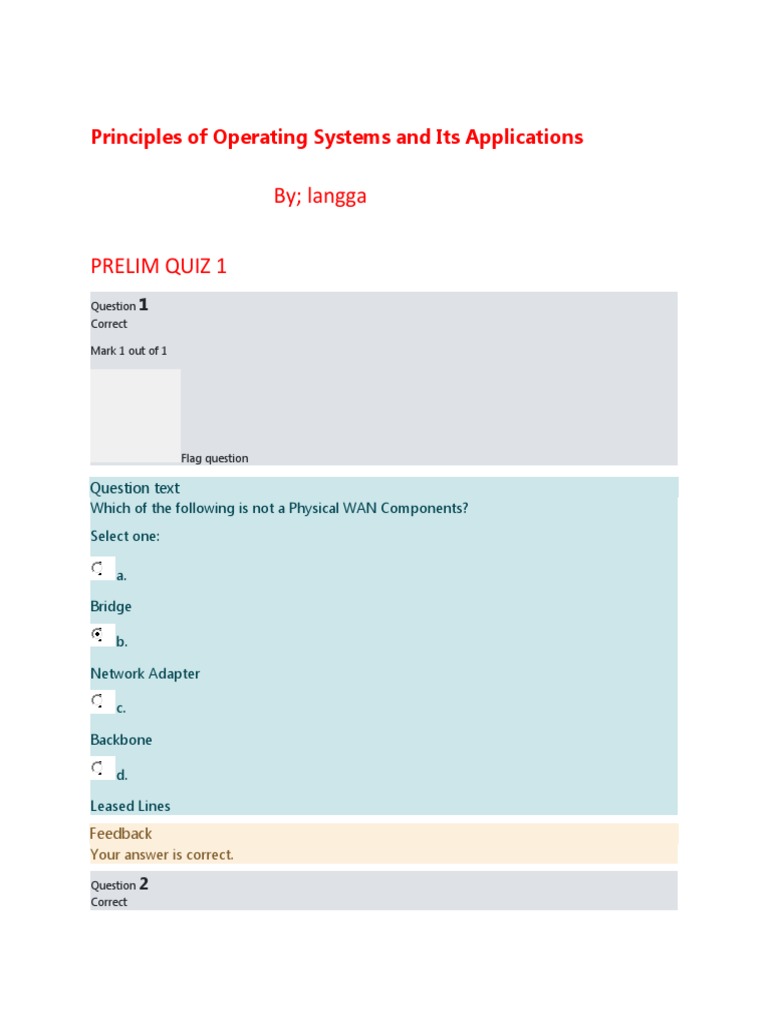 Operating Systems Quiz & Exam Guide | PDF | Ip Address | Computer Network