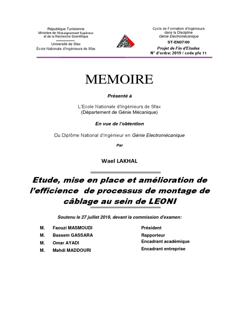 Memoire: Etude, Mise en Place Et Amélioration de L'efficience de ...