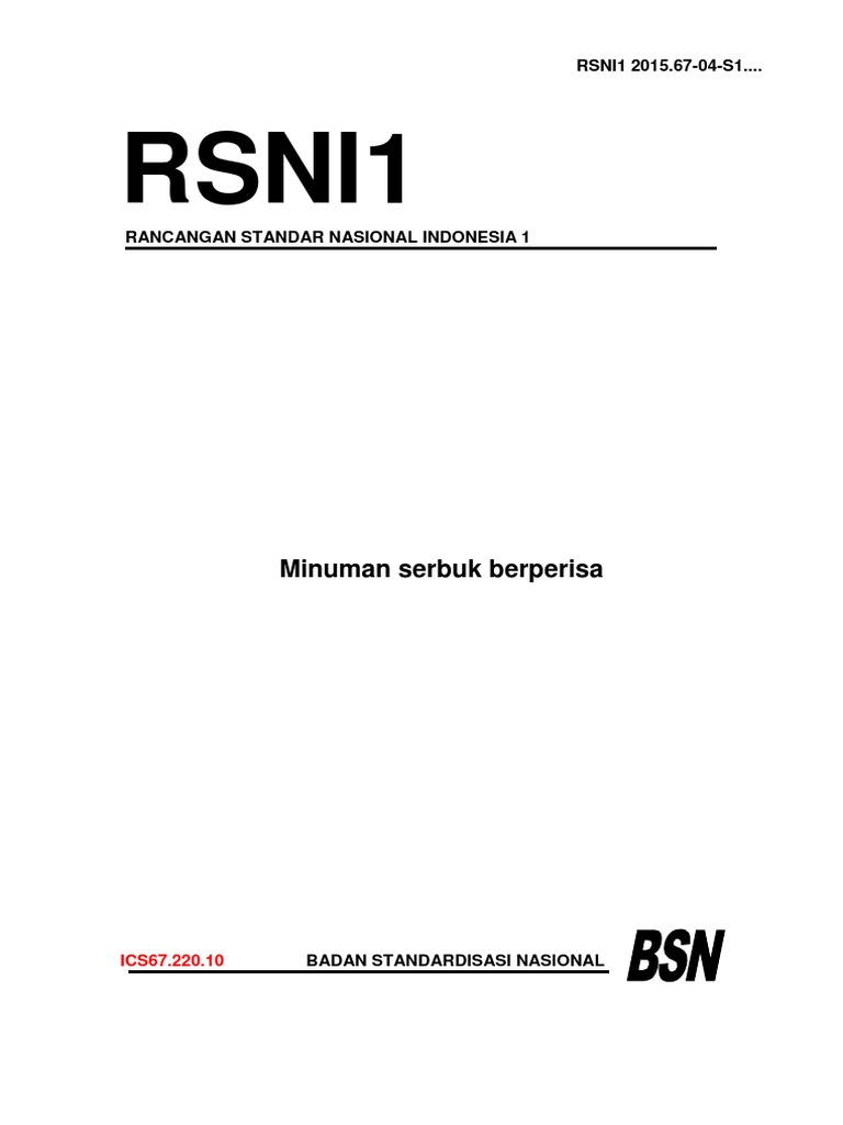 RSNI 1 Minuman Serbuk Berperisa Untuk Prakon 11122015 | PDF | Sains ...