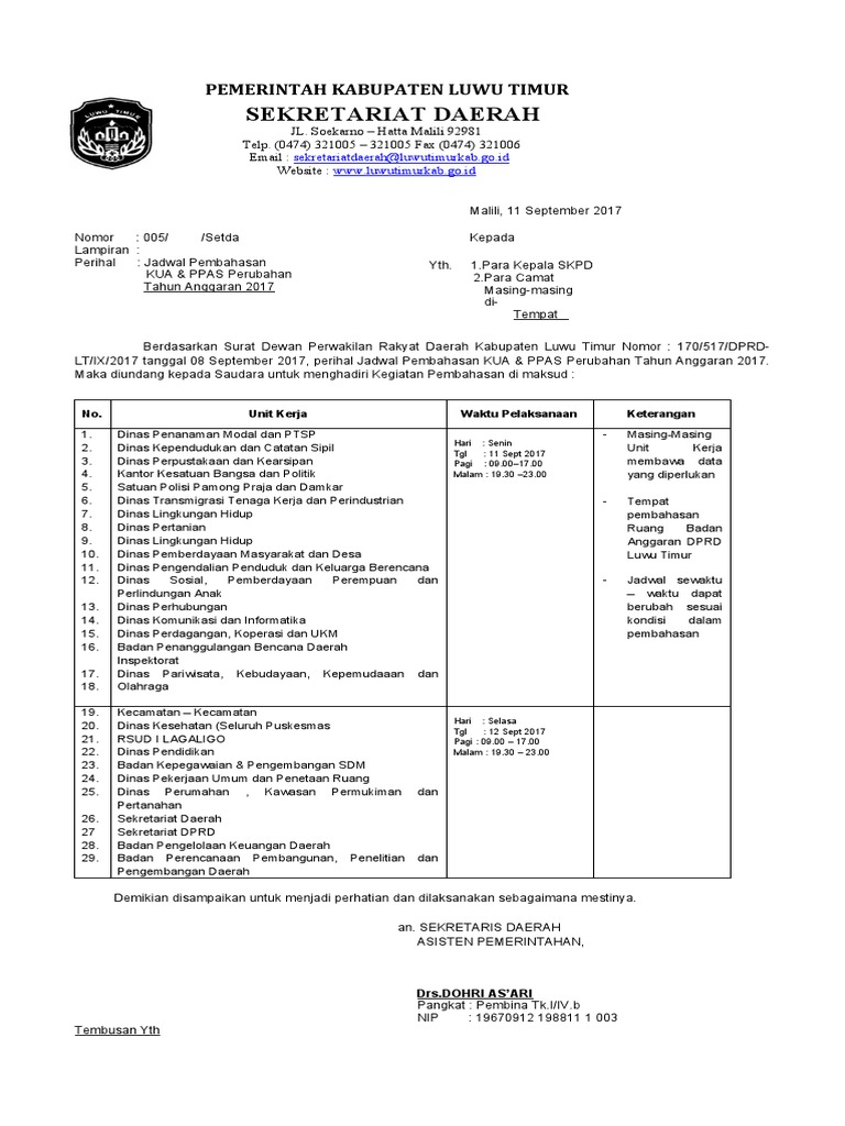 Jadwal Pembahasan KUA & PPAS | PDF