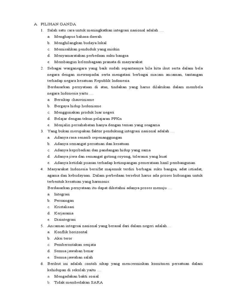 PAS PPKN Kelas X Semester Genap | PDF