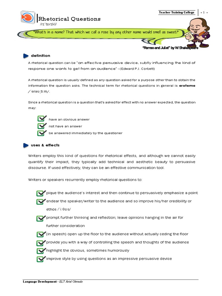 Rhetorical Questions B2 | PDF | Rhetoric | Question