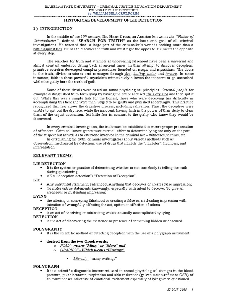 Notes in Polygraphy - Final Edit | PDF | Polygraph | Hypnosis Notes in Polygraphy - Final Edit | PDF | Polygraph | Hypnosis