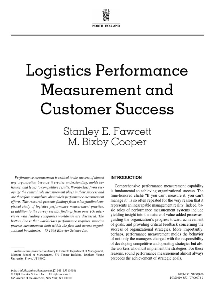 Logistic Performance Measurement | PDF | Inventory | Logistics
