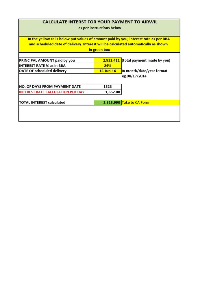 Interest Calculation for Airwil Payment | PDF | Finance & Money Management