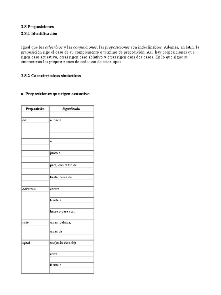 Preposiciones Latinas y Casos | PDF | Preposición y Postposición | Semántica léxica