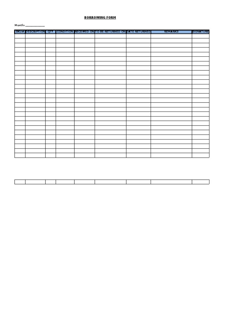 Borrowing Form | PDF | Finance & Money Management