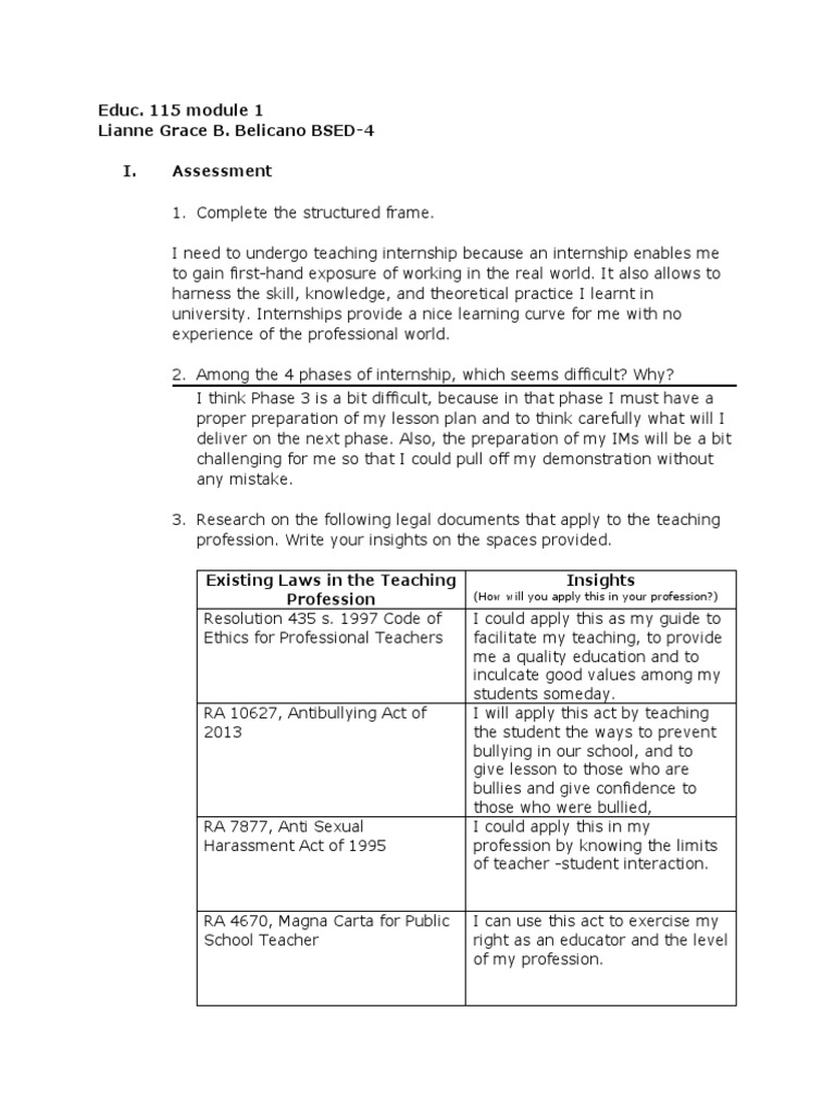 Teaching internship module | PDF | Bullying | Teachers