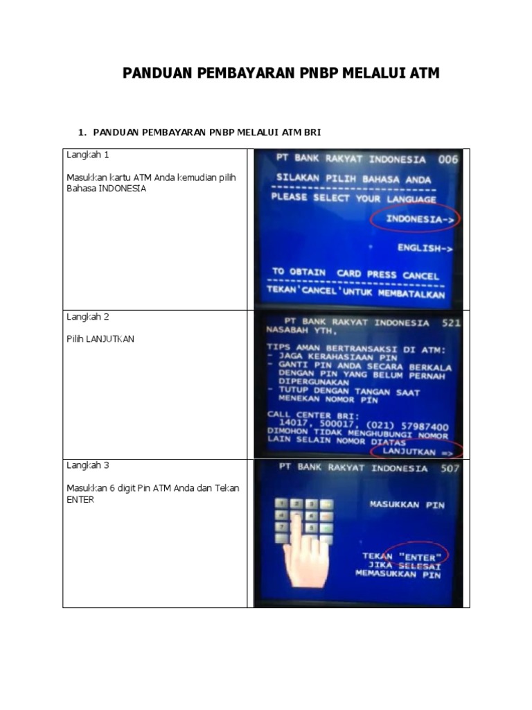 Panduan Pembayaran PNBP Melalui ATM | PDF