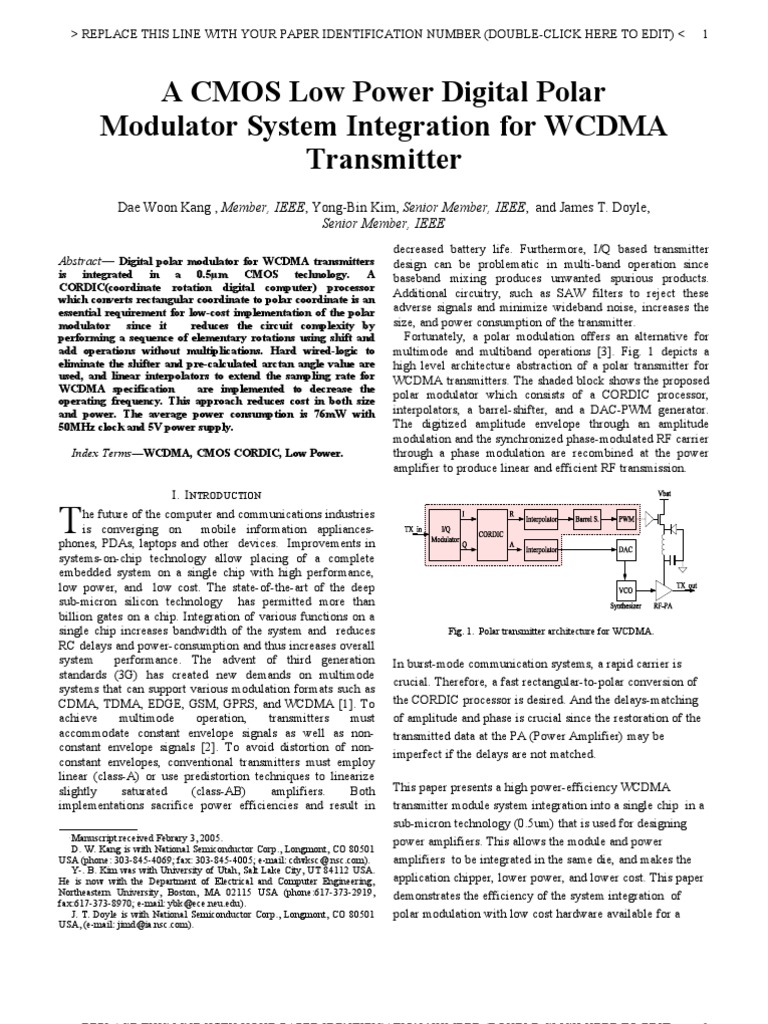 A CMOS Low Power Digital Polar Modulator System Integration For WCDMA ...