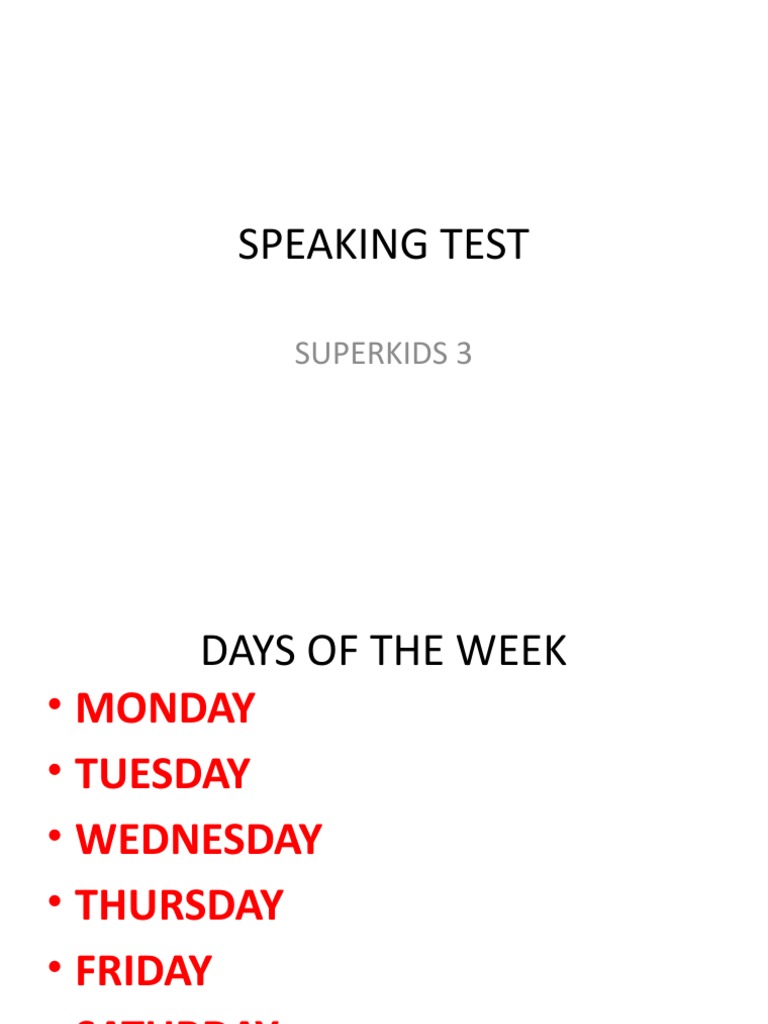 Superkids 3 Speaking Test Guide | PDF