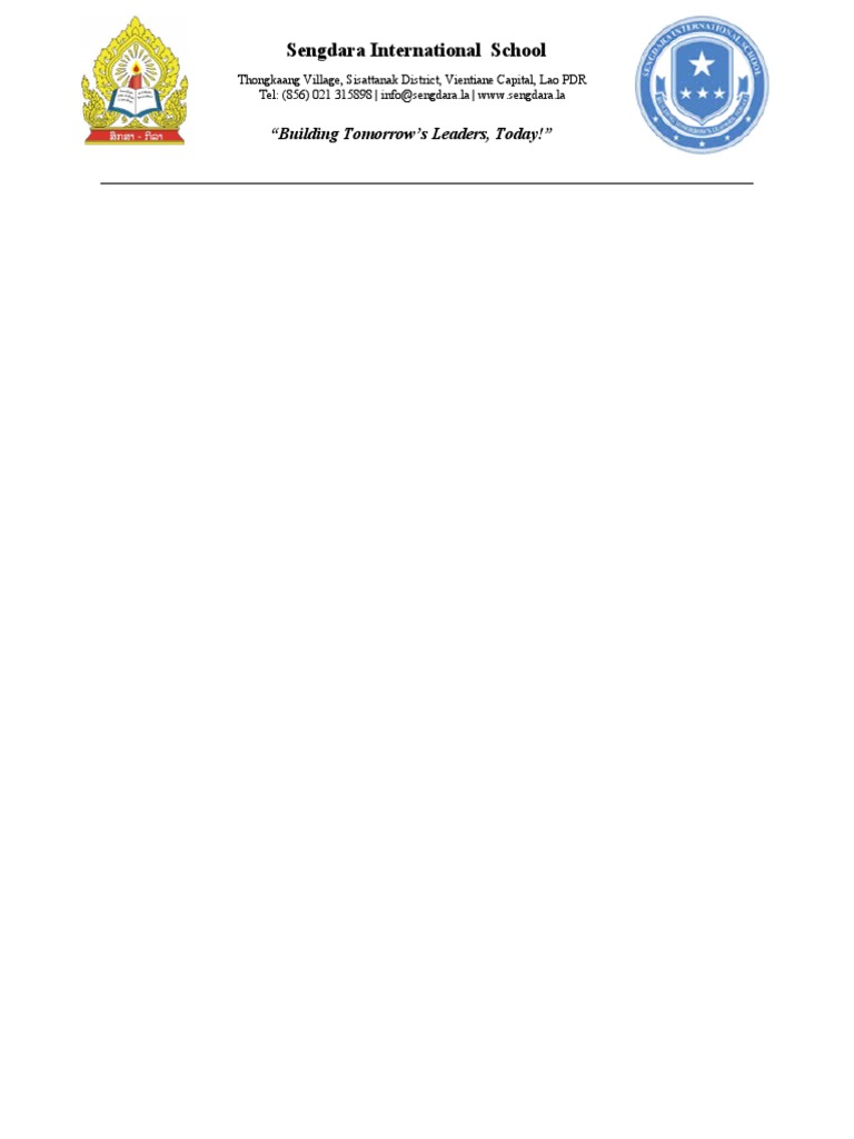 Sengdara International School: "Building Tomorrow's Leaders, Today!" | PDF