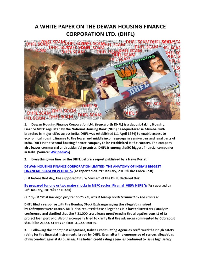 A White Paper On The Dewan Housing Finance Corporation Ltd. (DHFL) | PDF | Economies | Business