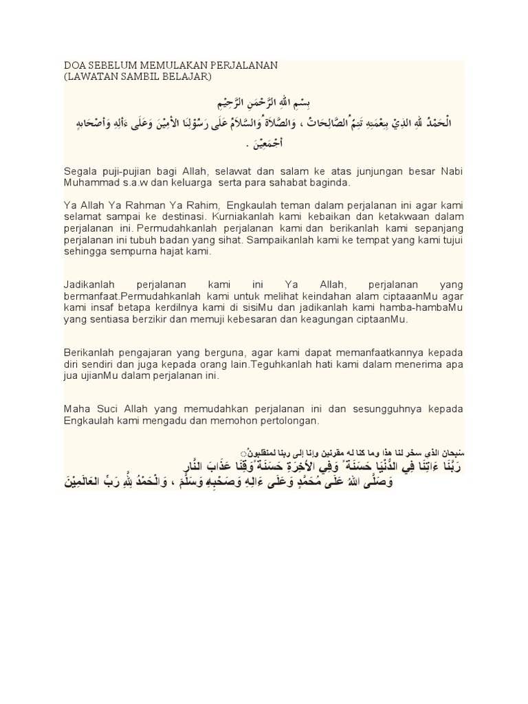 Doa Sebelum Memulakan Perjalanan | PDF | Agama & Spiritualitas