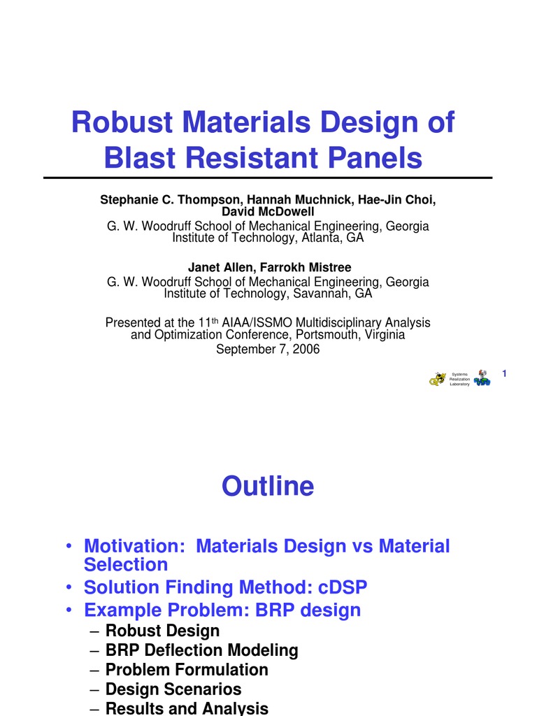 Robust Materials Design of Blast Resistant Panels: Stephanie C ...