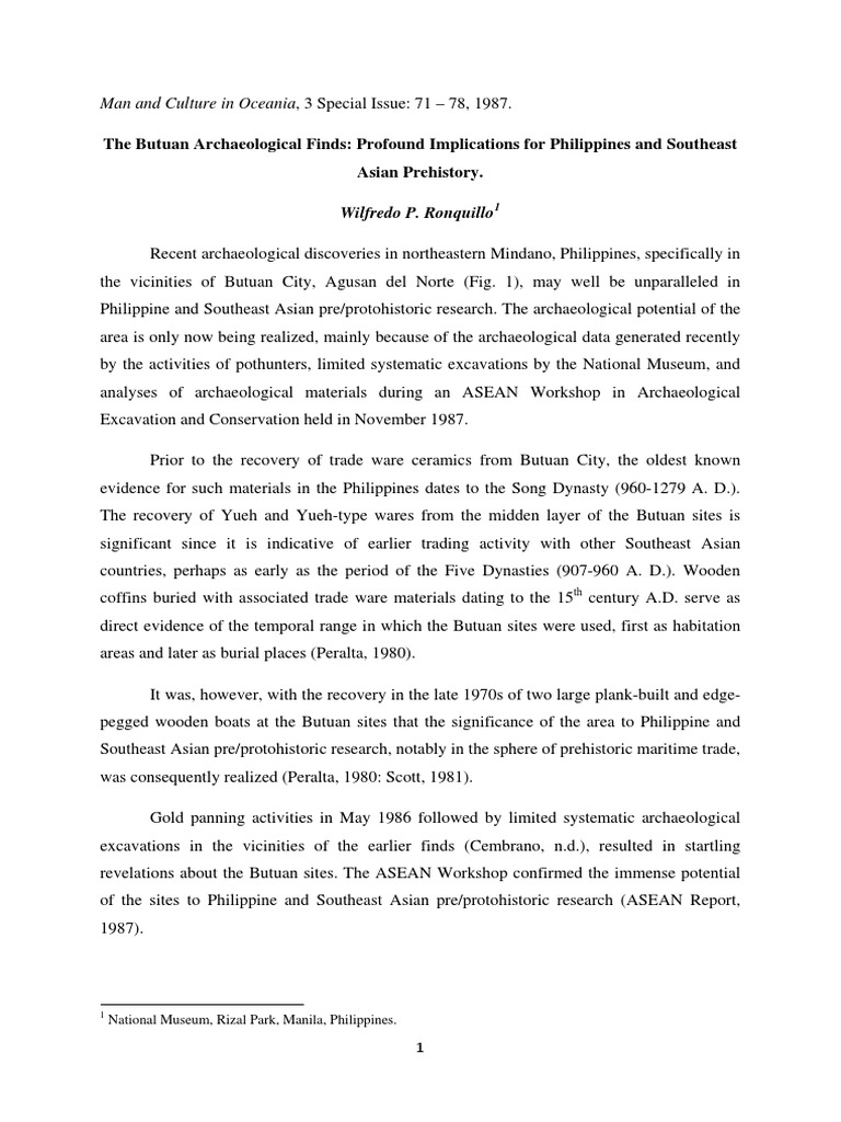 The Butuan Archaeological Finds: Profound Implications For Philippines ...