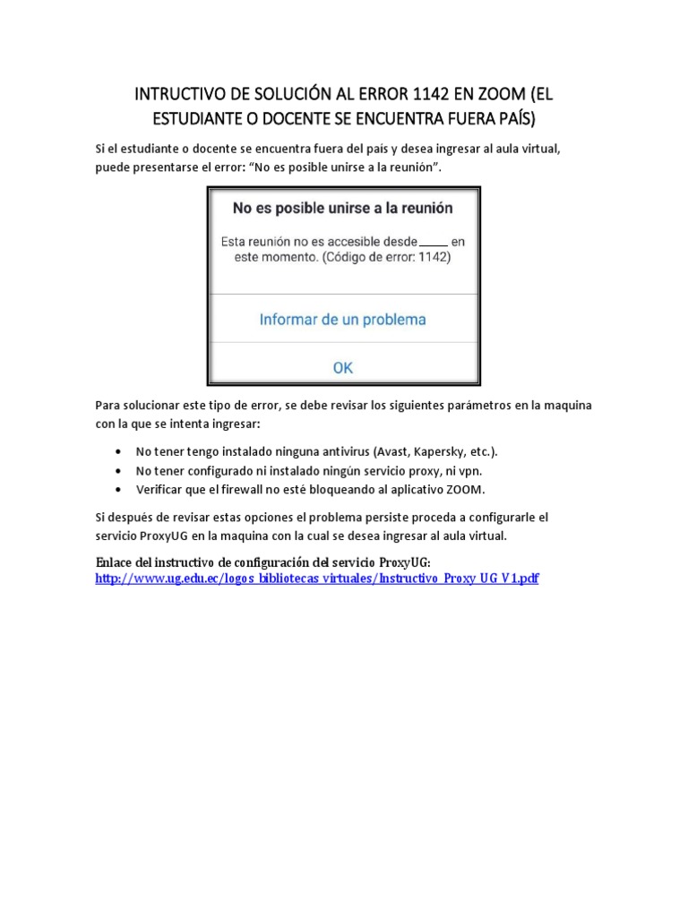 Solución al Error 1142 en Zoom | PDF | Informática | Tecnología
