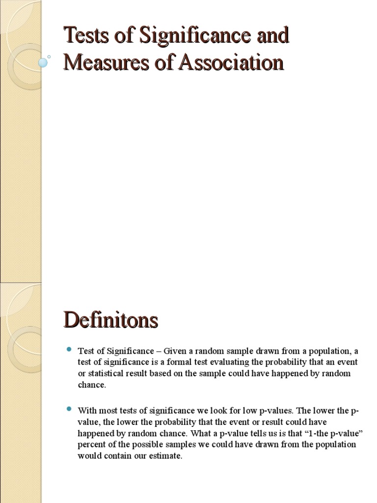 Tests of Significance and Measures of Association | Download Free PDF ...