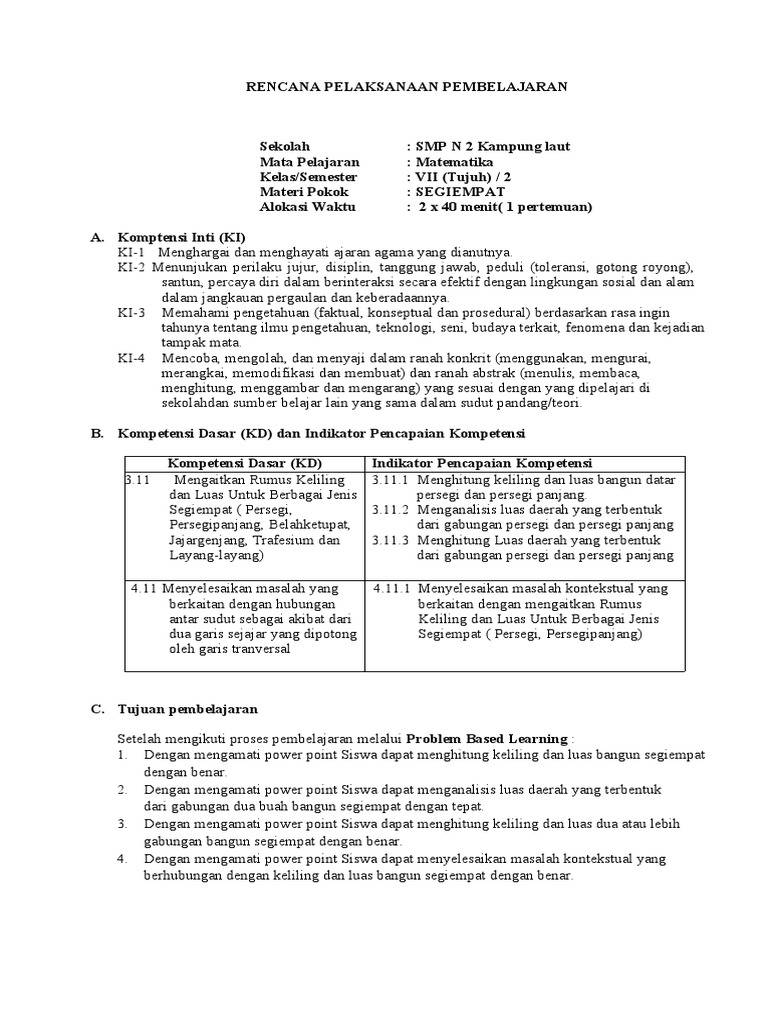 RPP Persegi - Persegi Panjang | PDF