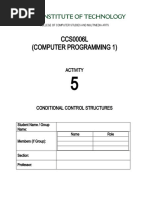 C++ Conditional Control Structures | PDF | Computer Programming | Computing