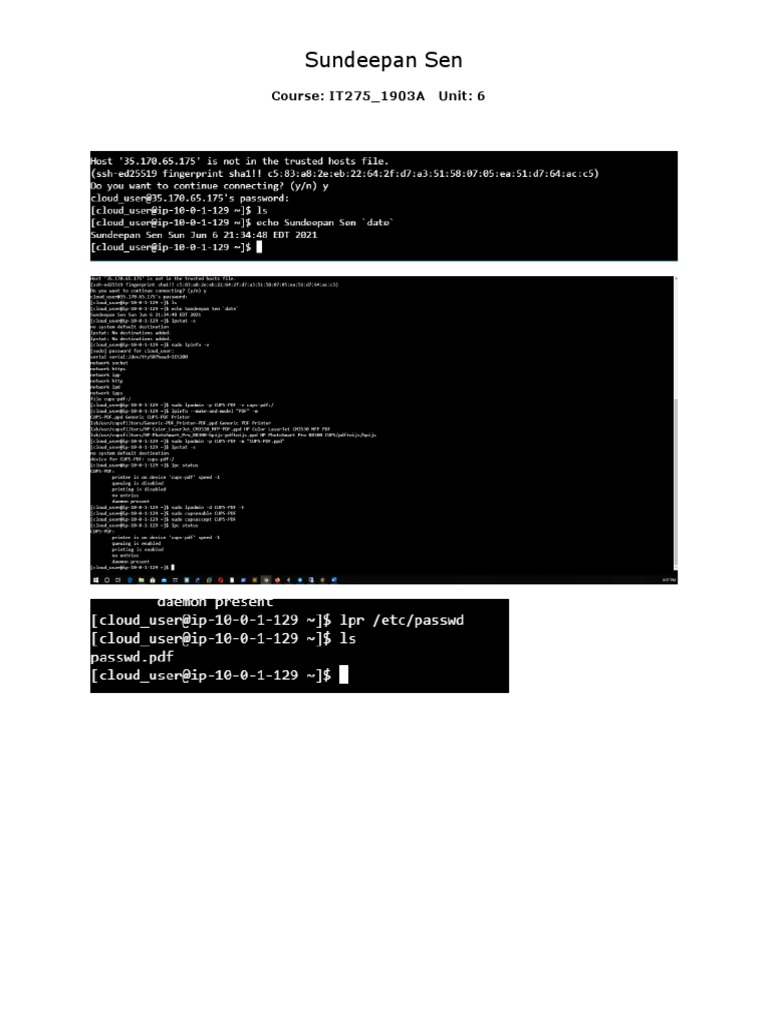 Sundeepan Sen: Course: IT275 - 1903A Unit: 6 | PDF | Computers