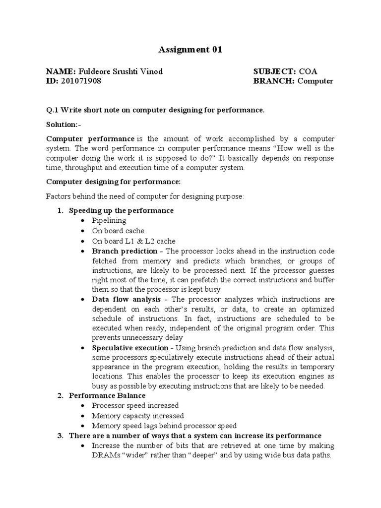 COA Assignment1 | PDF | Central Processing Unit | Subroutine