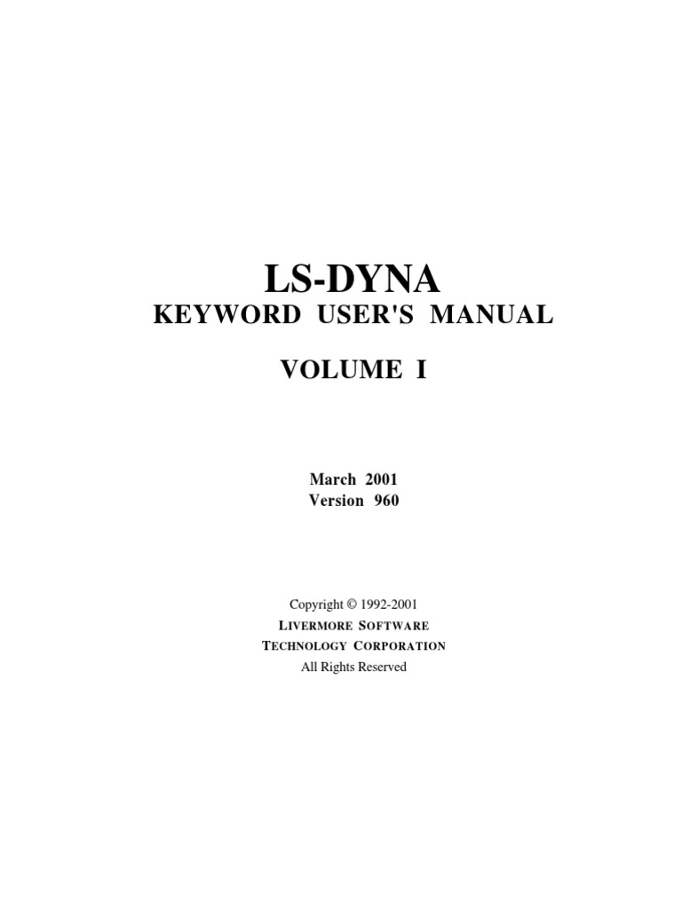 Ls-Dyna: Keyword User'S Manual | PDF | Application Software ...