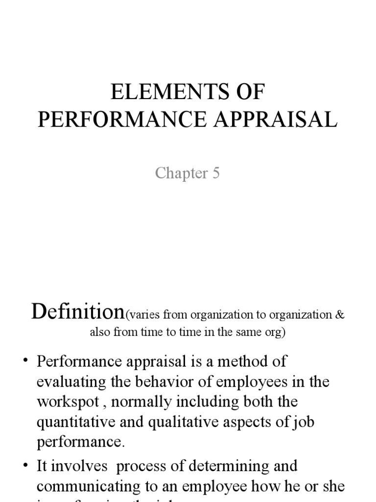 Elements of Performance Appraisal | PDF | Performance Appraisal ...