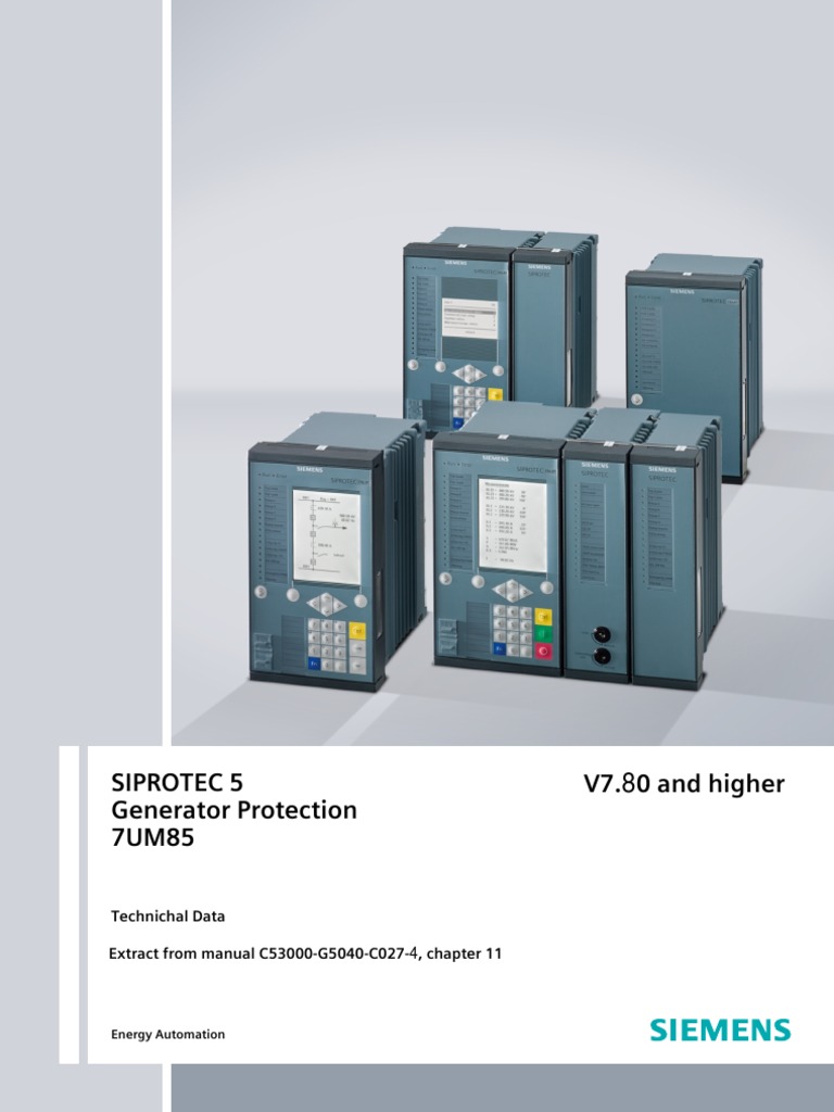 TechDaten Man 7UM85 V0780 enUS | PDF | Power Supply | Electric Motor