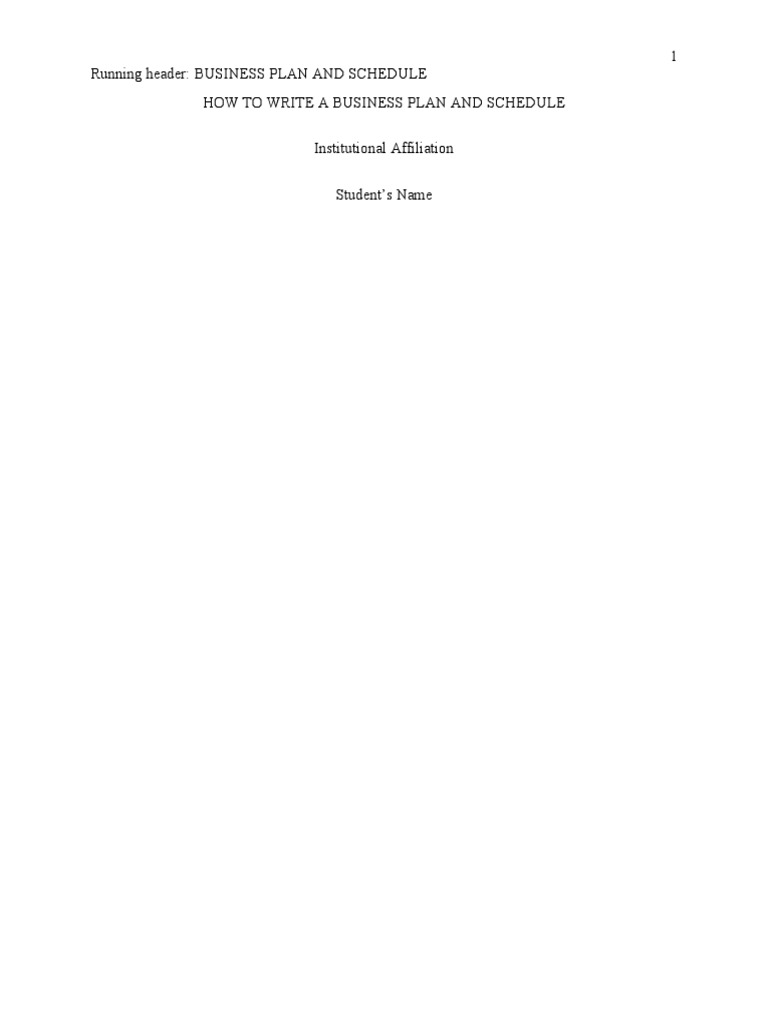 How To Write A Business Plan and Schedule | Download Free PDF ...