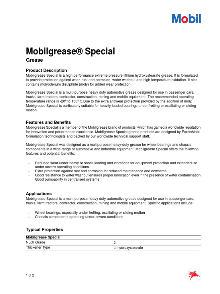 Mobil Grease Special | PDF | Exxon Mobil | Bearing (Mechanical)