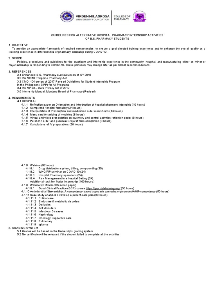 Hospital Pharmacy Internship 2020 | PDF | Pharmacy | Pharmacist