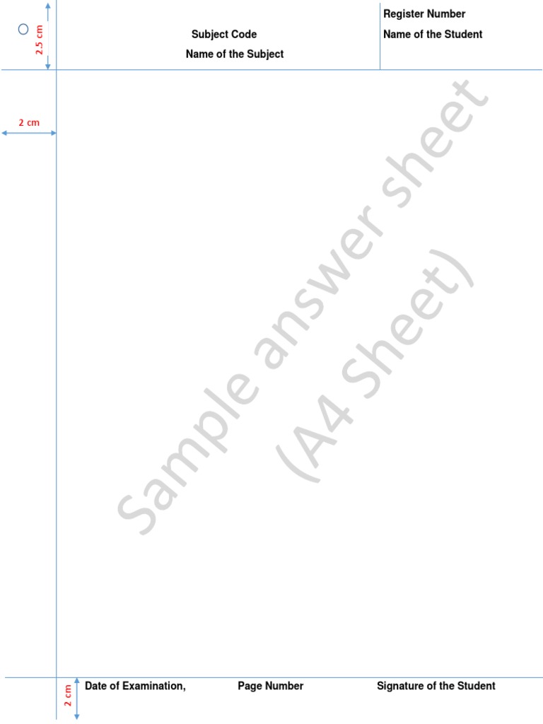 A4 Exam Answer Sheet Template | PDF