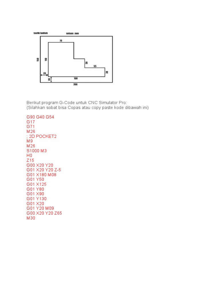 Berikut Program G-Code Untuk CNC Simulator Pro: (Silahkan Sobat Bisa ...