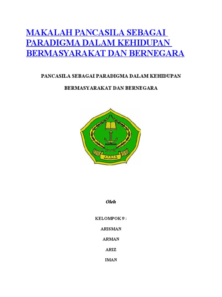 Makalah Pancasila Sebagai Paradigma Dalam Kehidupan Bermasyarakat Dan Bernegara | PDF | Sains ...