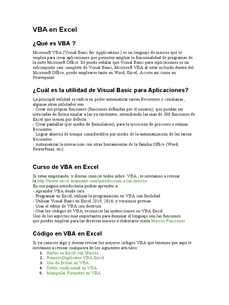 Guía Completa de VBA en Excel | PDF | Visual Basic para Aplicaciones ...