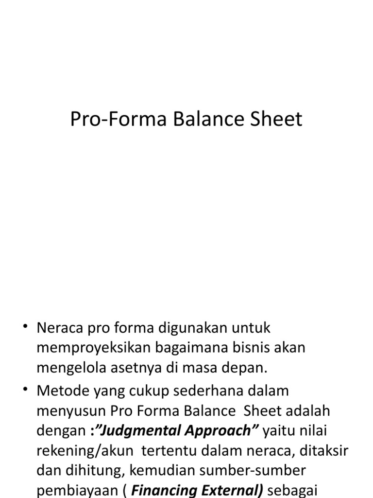Pro-Forma Balance Sheet | PDF