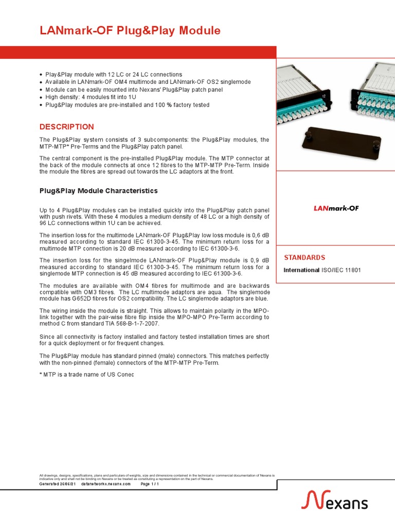 Lanmark-Of Plug&Play Module: Description | PDF | Electrical Connector | Computer Engineering