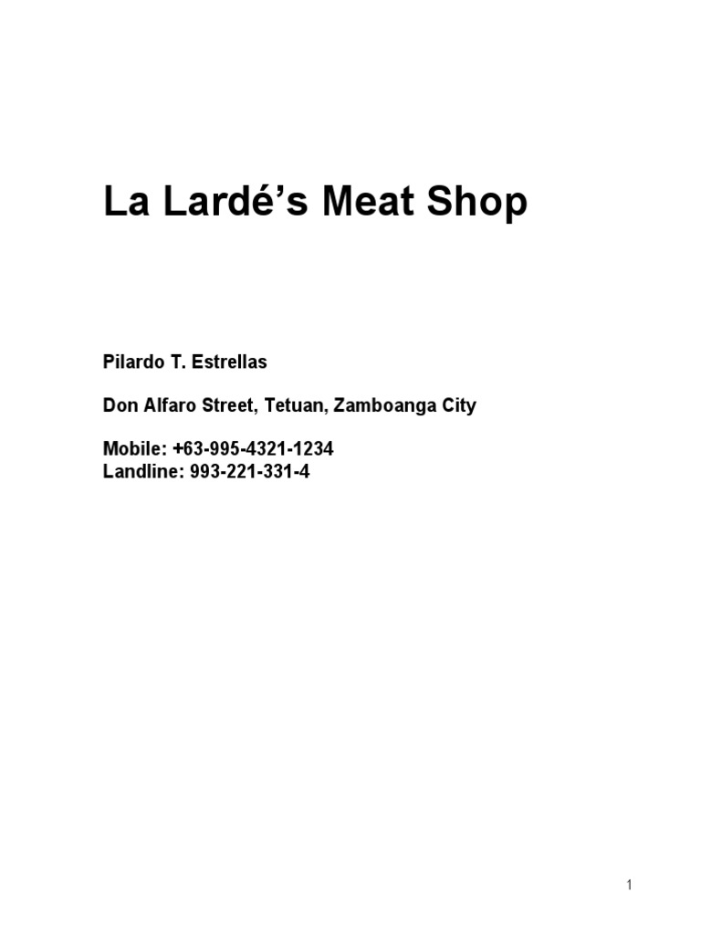 La Lardé’s Meat Shop Business Plan | PDF | Retail | Income Statement