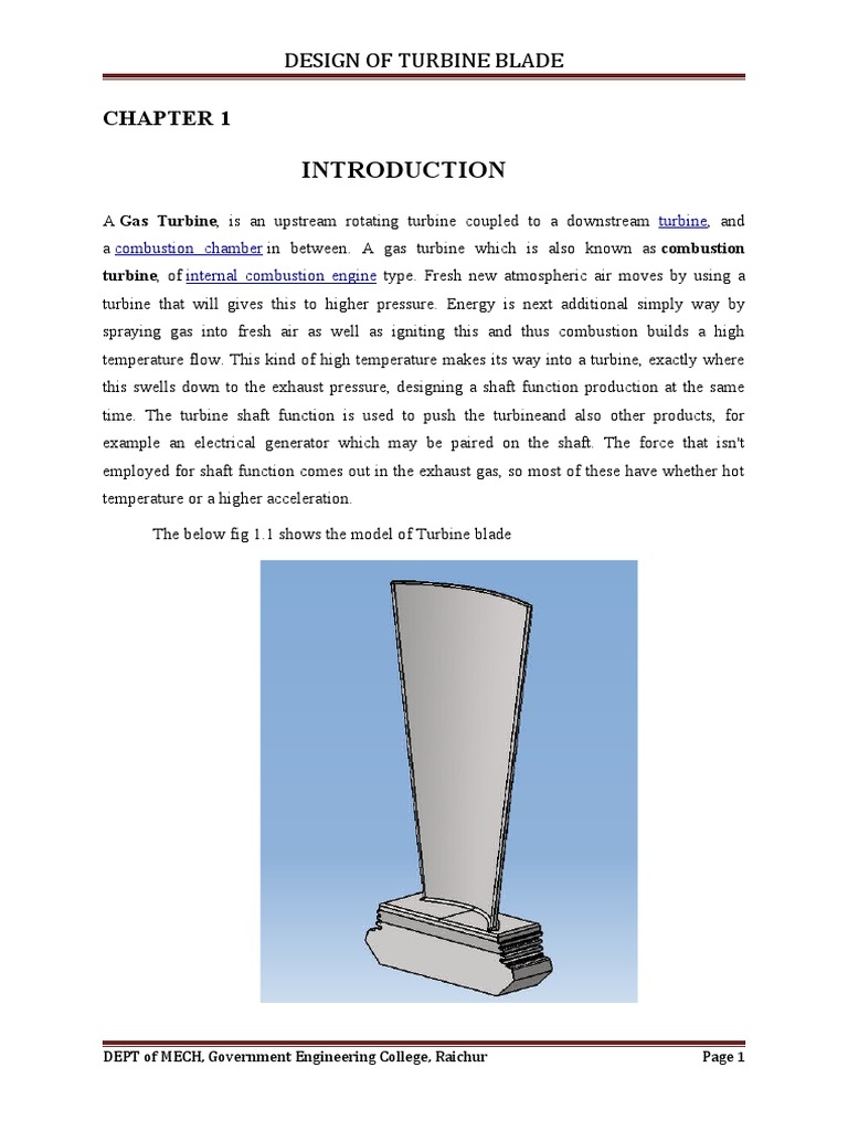 Design and Operation of Gas Turbine Blades: A Comprehensive Review of ...
