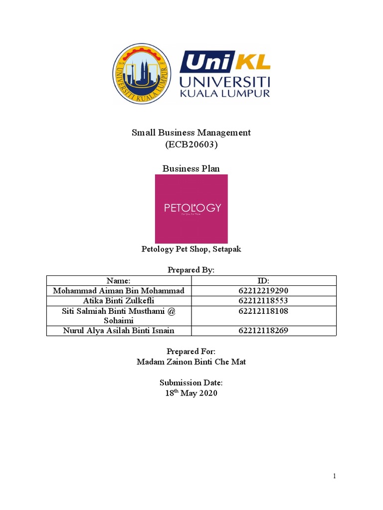 C Small Business Plan Pet Shop | PDF | Retail | Competition