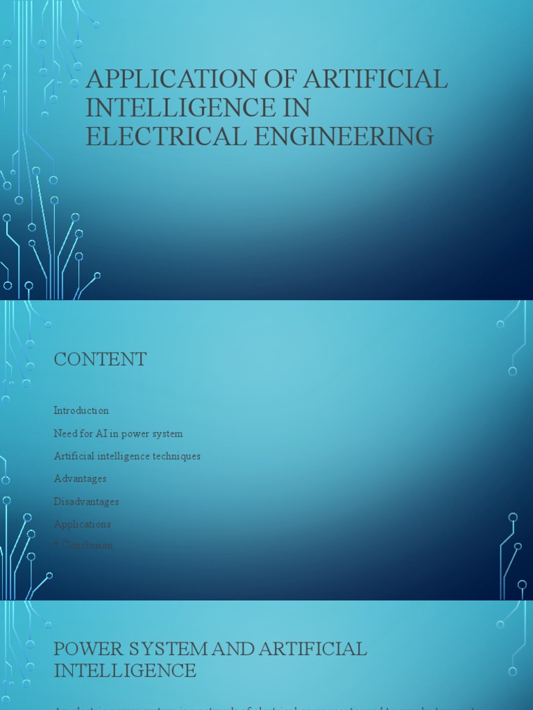 Application of Artificial Intelligence in Electrical Engineering | PDF ...