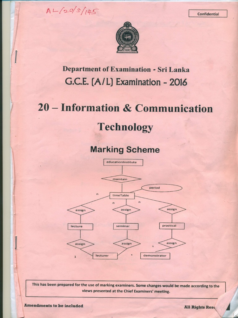 2016 AL ICT Marking Scheme English at Apepanthiya - LK | PDF