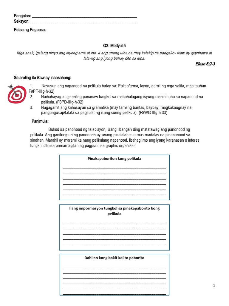 Q3 Module 5 in Filipino 8 | PDF