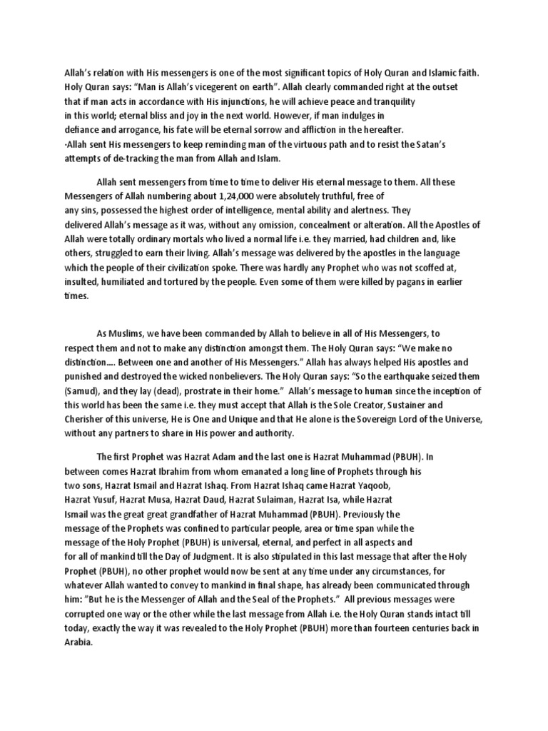 Allah's Messengers in Islam | PDF | Prophets And Messengers In Islam ...