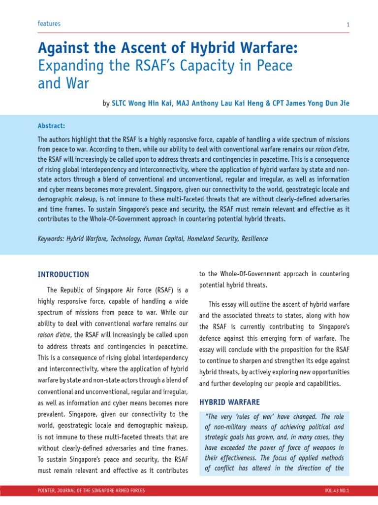 Expanding The RSAF's Capacity in Peace and War: Against The Ascent of ...