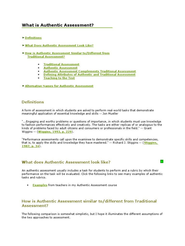Understanding Authentic Assessment | PDF | Career & Growth | Wellness