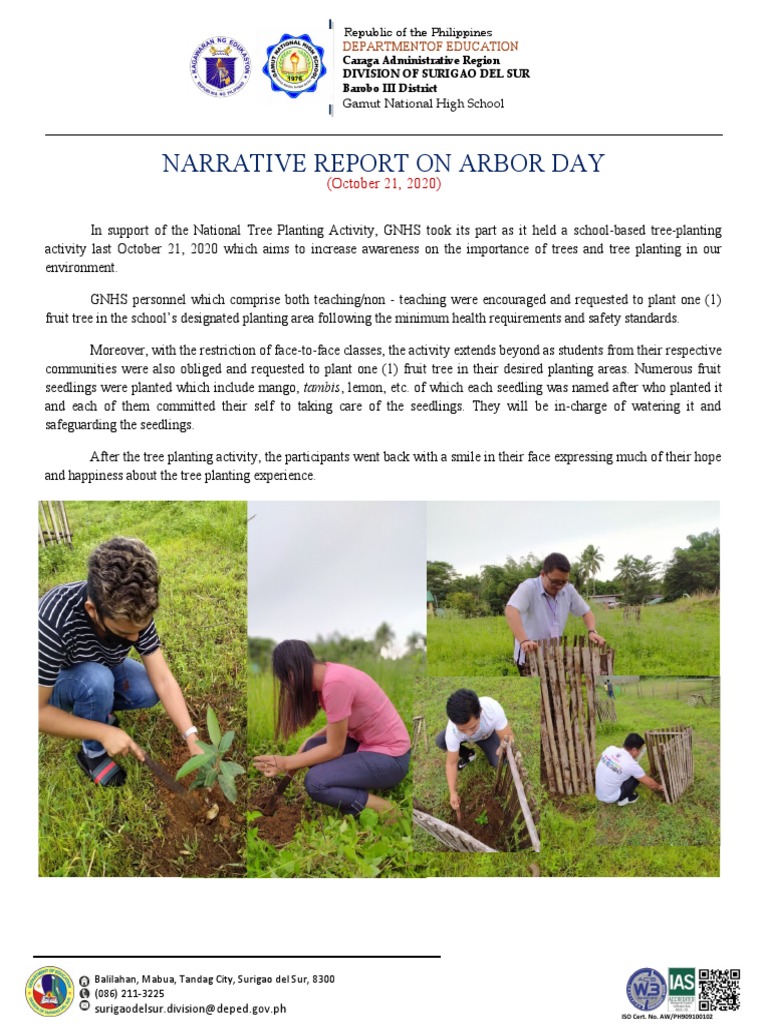 Narrative Report on Arbor Day Activity | PDF | Plants